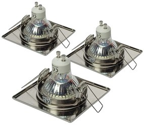 Podhledové svítidlo Squares, 3x stříbrné kovové stínítko, s, sada 3ks