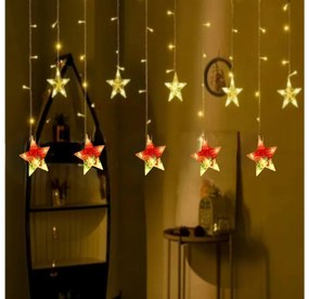 Vnitřní LED světelný vánoční závěs - Hvězdy, 3m, 138 LED, různé barvy na výběr Barva: Studená bílá