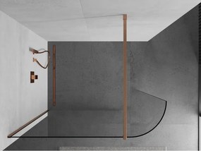 Mexen Kioto, sprchová zástěna Walk-In 80 x 200 cm, 8mm čiré sklo, měděný matný profil, 800-080-101-65-06