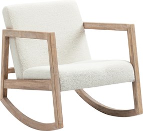 HOMCOM Houpací křeslo Relaxační křeslo s dřevěným rámem, čalouněné, lounge, kaučukovník, krémově bílé| Aosom