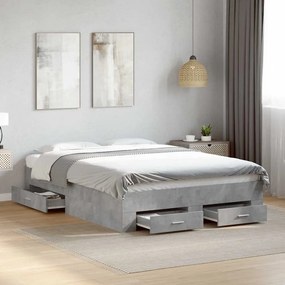 Rám postele se zásuvkami betonově šedý 135 x 190 cm kompozit 3280408
