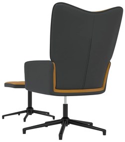 vidaXL Relaxační křeslo se stoličkou hnědé samet a PVC