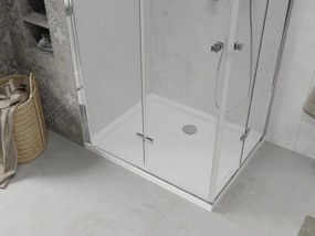 Mexen Lima Duo, sprchový kout se skládacími dveřmi 80 (dveře) x 70 (dveře) cm, 6mm čiré sklo, chromový profil + slim sprchová vanička bílá + chromový sifon, 856-080-070-01-02-4010