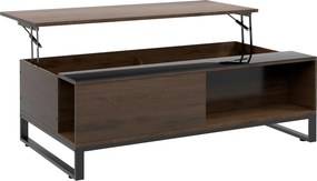HOMCOM konferenční stolek odkládací stolek se zvedací funkcí 102x58x35,5cm moderní rozkládací stolek s úložným prostorem z oceli v barvě ořech černá |