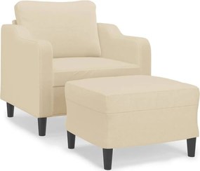 Křeslo s podnožkou krémové 60 cm textil 3201129
