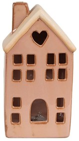 Hnědý porcelánový svítící domek - 8*6*15 cm