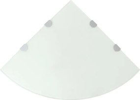 vidaXL Rohové police 2 ks s chromovými podpěrami sklo 45 x 45 cm [3051600] Barva: Bílá