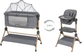 KikkaBoo Postýlka a židlička 2v1 Sleat Me Grey / od narození / do 9kg