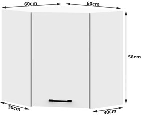 Kuchyňská skříňka Olivie W 60/60 cm cm bílá - závěsná rohová