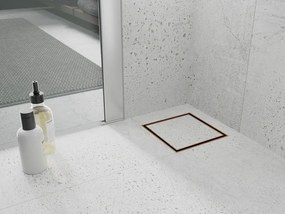 Mexen Flat-Q, bodová podlahová vpusť 15 cm, měděná matná, 1C10015