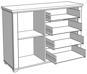 Kombinovaná komoda Lotta - bílá/dub artisan
