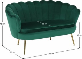 Lavice ve stylu Art-deco, smaragdová Velvet látka / gold chrom-zlatý, NOBLIN