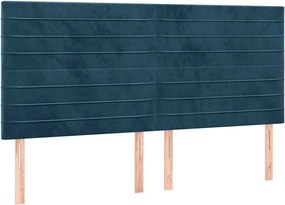 Box spring postel s matrací a LED tmavě modrá 160x200 cm samet 3136195