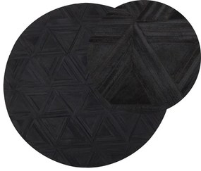 Kulatý koberec  z hovězí kůže  ⌀ 140 cm černý KASAR Beliani