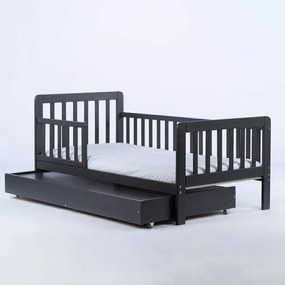 Dětská postel se zábranou a šuplíkem Drewex Nidum 140x70 cm grafit