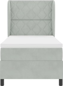 Postel s boxspringem s čelo Světle šedá 200 x 100 cm samet 3340970