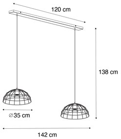 Průmyslové závěsné svítidlo černé 2-světelné - Hanze