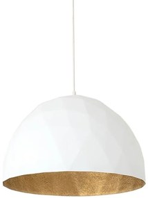OnaDnes -20% Nordic Design Bílé kovové závěsné světlo Auron L se zlatými detaily
