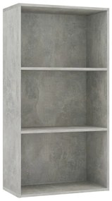 Knihovna Bieber - 3 police - betonově šedá | 60x30x114 cm