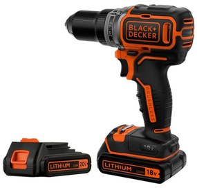 BLACK+DECKER Nářadí - 18V AKU vrtací šroubovák, 2x aku 2,0 Ah Li-Ion, nabíječka BL186K1B2-QW