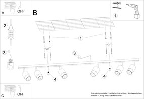 Sollux Lighting Stropní svítidlo NERO 6 černé/zlaté