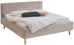 Béžová látková dvoulůžková postel Meise Möbel Mattis 180 x 200 cm s úložným prostorem