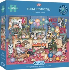 GIBSONS Puzzle Kočičí svátky / 1000 dílků / 68 × 49 cm