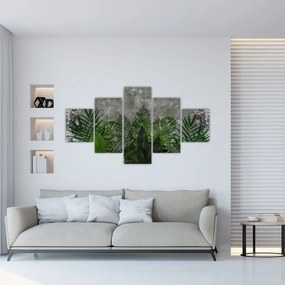 Obraz - Betonová zeď s rostlinami (125x70 cm)