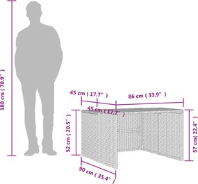 vidaXL Garáž pro robotickou sekačku 86x90x52/57 cm polyratan [365404] Barva: Šedá