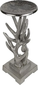 Stříbrný kovový svícen s parožím - 12,5*12,5*30cm