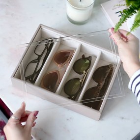 Krabice na brýle Stackers Classic se 4 přihrádkami s akrylovým víkem růžová