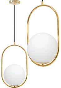 Toolight - Skleněná závěsná lampa E27 60W APP473-1CP, bílá-zlatá, OSW-00605