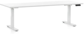 Výškově nastavitelný stůl OfficeTech D, 200 x 80 cm, bílá podnož, bílá