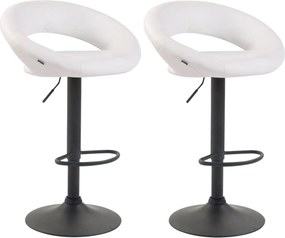 2x Barová židle Olinda - koženka, černý rám - bílá
