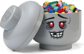 Šedý plastový dětský úložný box ø 24x27 cm Head Zombie L – LEGO®