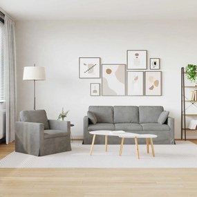 Set pohovek 2 ks Světle šedá samet 3407595