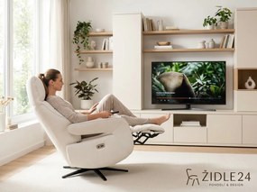 Elektrické polohovací TV křeslo VALIMO - krémová látka