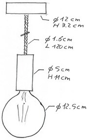creative cables Závěsná lampa s XL námořnickým kabelem a dřevěnými detaily Barva: Neutrální-Cls20