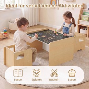 Costway Dětský stůl s 2 židličkami set a židlí s deskovým hracím stolem