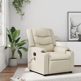 Masážní polohovací křeslo krémové, umělá kůže 3206880