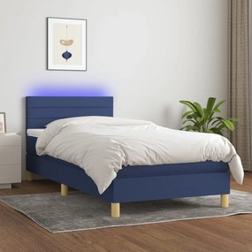 Box spring postel s matrací a LED modrá 80 x 200 cm textil 3133755