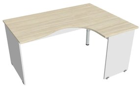 Stůl ergo levý 160*120 cm - Hobis Gate GE 2005 L Dekor stolové desky: akát, Dekor lamino podnože: bílá, Barva nohy: stříbrná