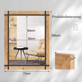 Costway Dekorativní závěsné zrcadlo na zeď Farmhouse Styl – 77 × 99,5 cm