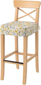 Sedák na židli IKEA Ingolf - barová barva žlutá látka pletený vzor, vzorované