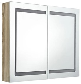 Petromila LED koupelnová skříňka se zrcadlem dub 80 x 12 x 68 cm