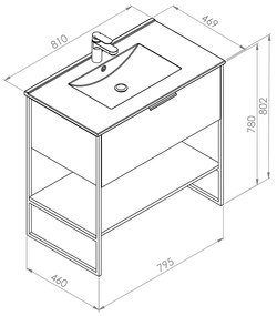 BPS-koupelny Koupelnová skříňka s keramickým umyvadlem Kubus OC 80