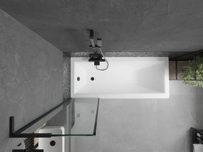 Mexen Next L, 1-křídlová vanová zástěna 50 x 150 cm, 6mm čiré sklo-černý vzor, ​​černý profil, 895-050-000-03-70-70