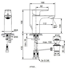 Ideal Standard Connect Air Baterie umyvadlová nízkotlaká s odtokovou garniturou A7022AA