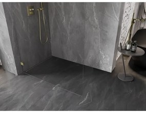 Mexen Lunar sprchová stěna levá 100 x 200 cm, 8mm čiré sklo, zlatá matná, 830-100-000-55-00-L