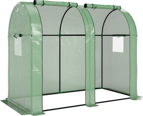 Fóliový skleník Outsunny 2 rolovací dveře odolné proti větru s bočním oknem UV ochrana pro zahradní domek na rajčata z PE v zelené barvě | Aosom.de